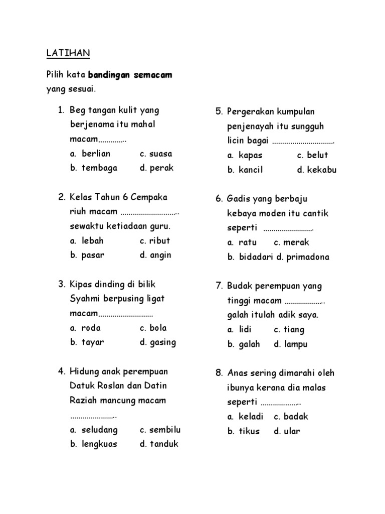 LATIHAN Bandingan Semacam | PDF