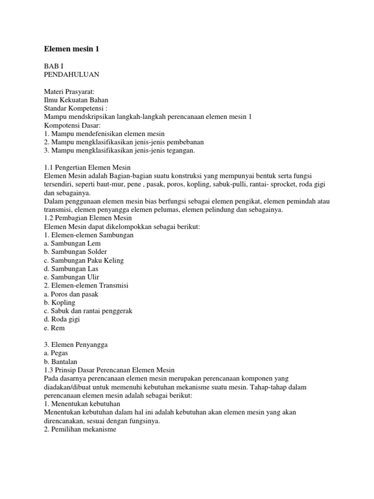 Elemen Mesin 1 | PDF