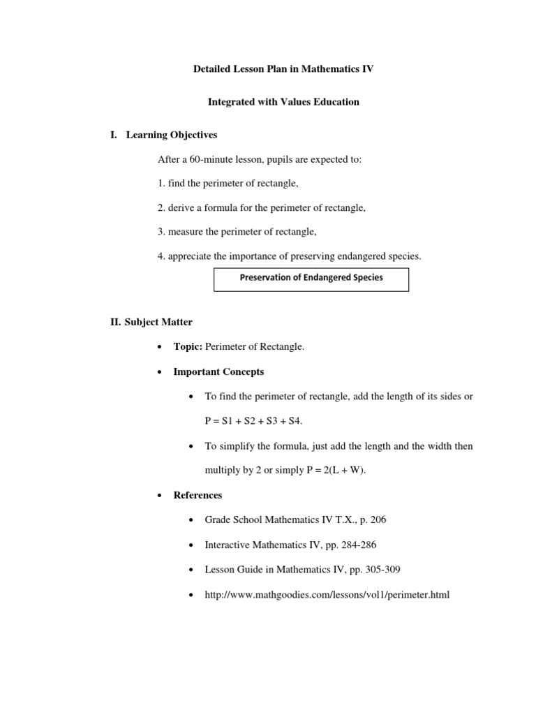 Detailed Lesson Plan in Mathematics IV | PDF | Geometric Shapes | Triangle