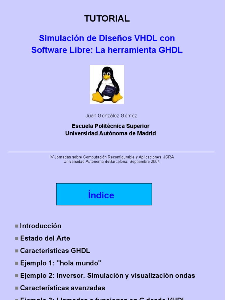 Simulación De Diseños Vhdl Con Software Libre La Herramienta Ghdl Transparencias Pdf Vhdl