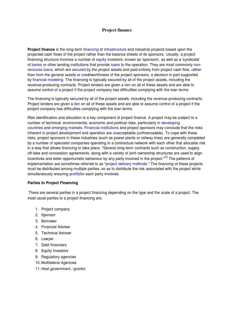 Project Finance | PDF | Project Finance | Loans
