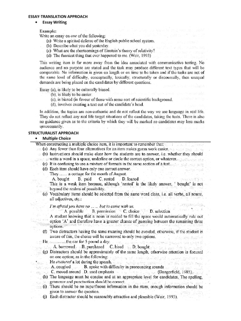 Essay-Translation Approach Essay Writing | PDF