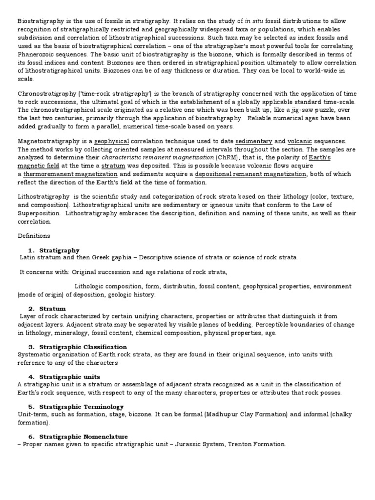 Biostratigraphy Is The Use of Fossils in Stratigraphy | PDF ...