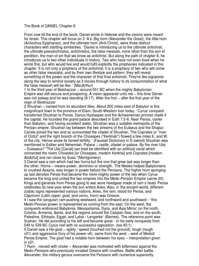 The Book of DANIEL Chapter 8 | PDF | Achaemenid Empire | Alexander The ...