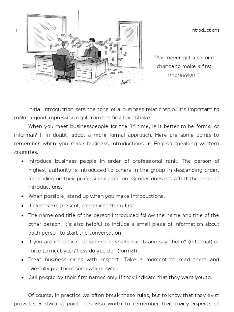 Business Introduction Etiquette Guide | PDF | Career & Growth