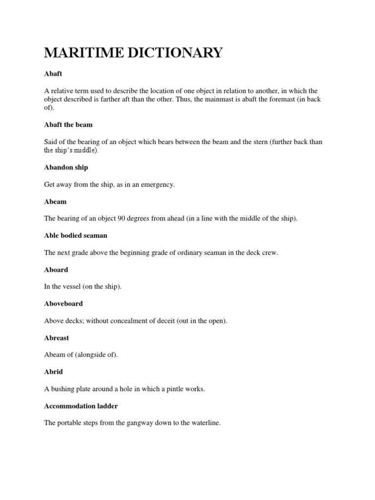 Comprehensive Maritime Dictionary | PDF | Stern | Deck (Ship)