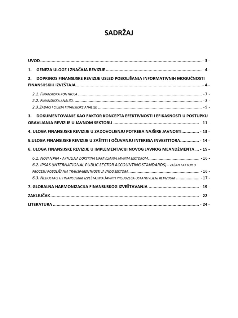 SEMINARSKI RAD - Finansijska Revizija U Funkciji Poboljšanja Informativnih Mogućnosti ...