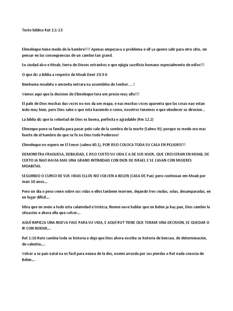 Texto Biblico Rut 1 | PDF