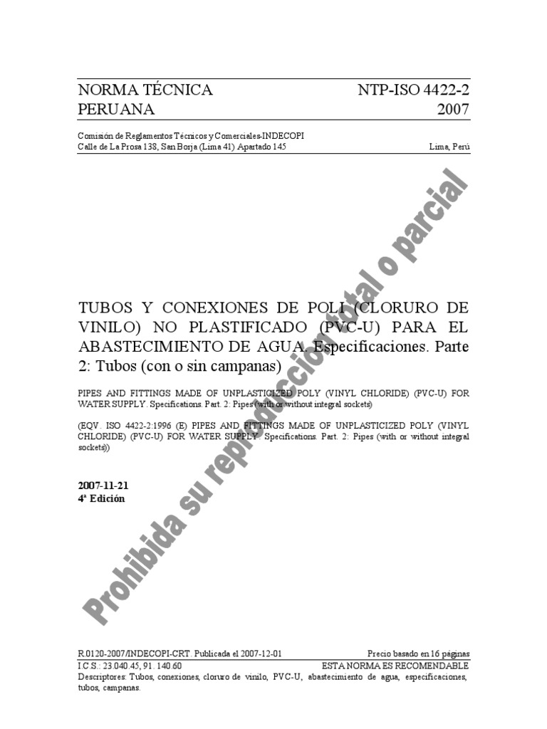 Norma ISO 4422 | PDF | Resistencia Eléctrica y Conductancia | Química Orgánica