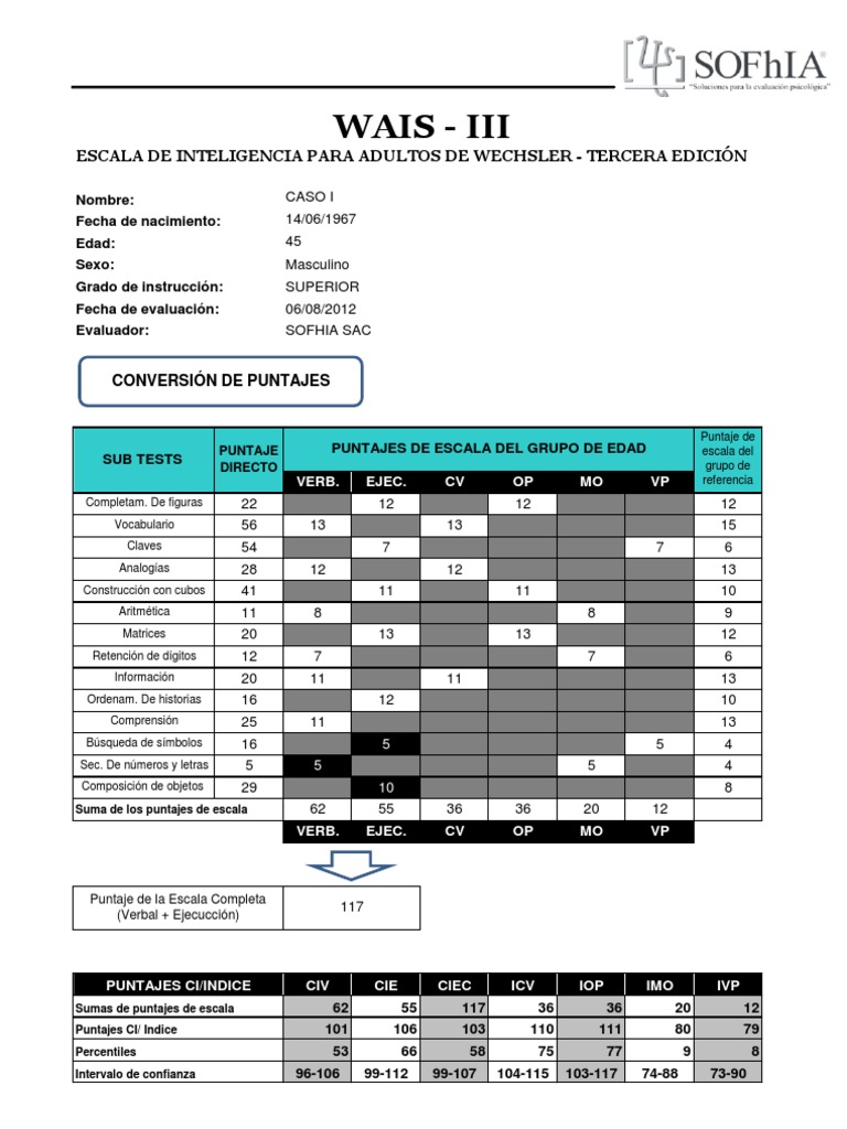 Ejemplo Reporte Wais-III Completo