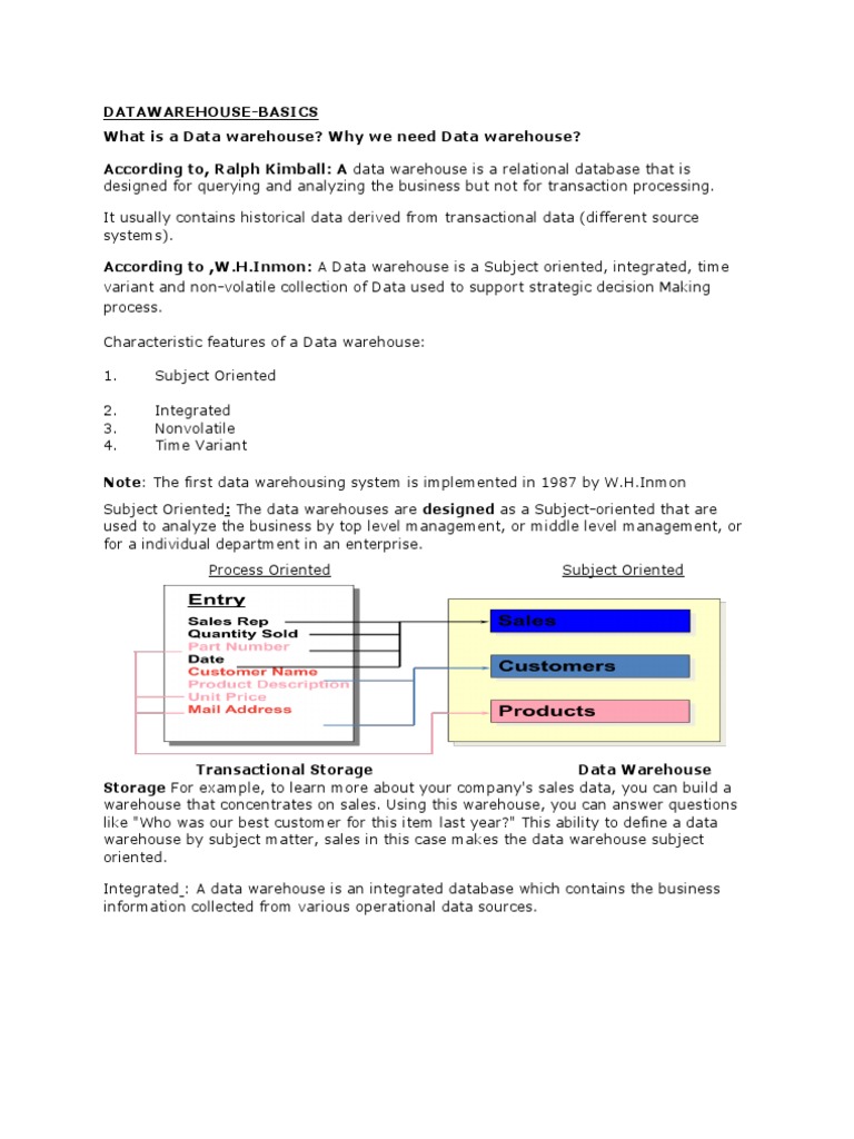 Data Warehouse Concepts Pdf