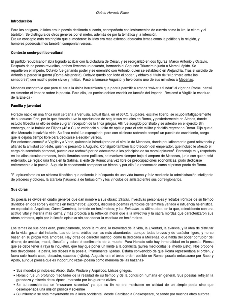 Quinto Horacio Flaco | PDF | Horacio | Augusto