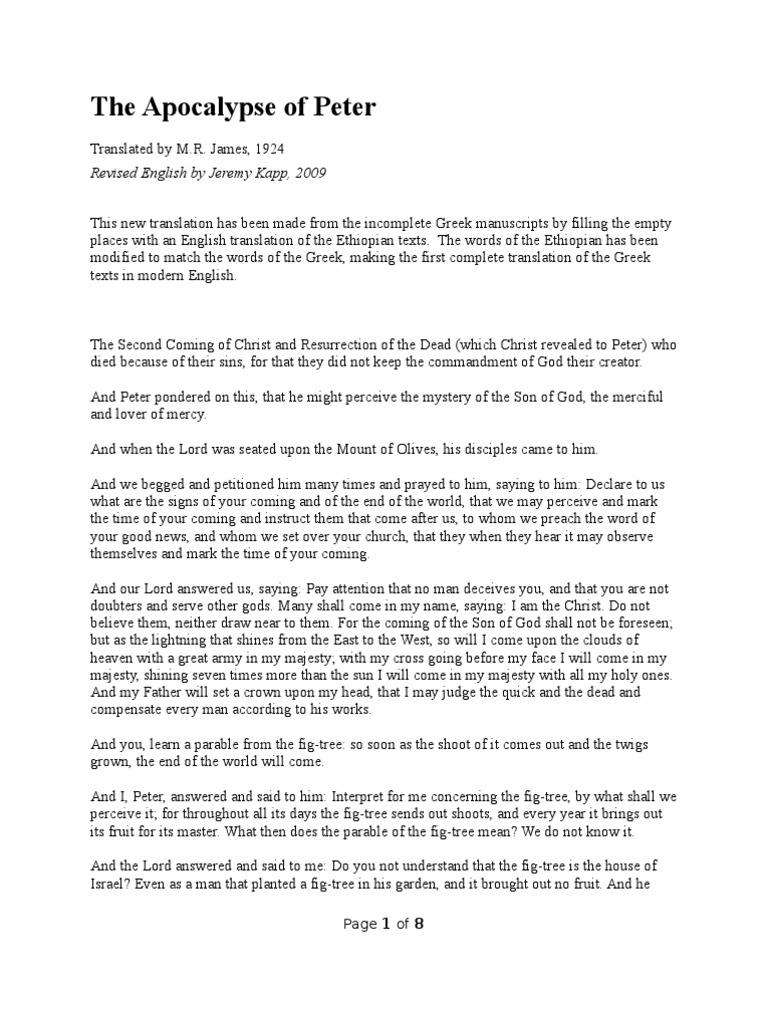 The Apocalypse of Peter (Revised English 2009) | PDF | Last Judgment ...