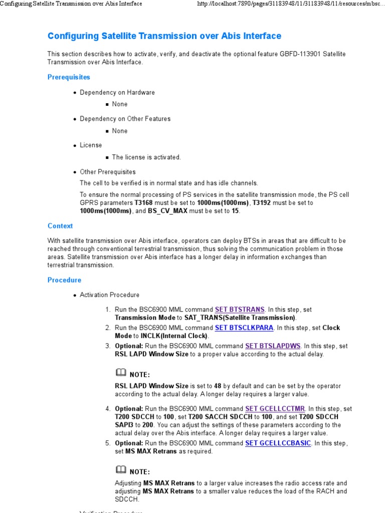 Configuring Satellite Transmission Over Abis Interface | PDF | Internet ...