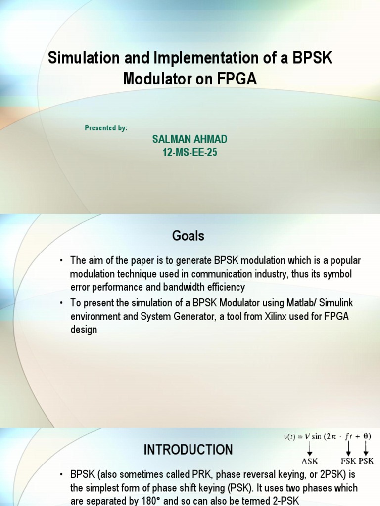 Simulation And Implementation Of A Bpsk Modulator On Fpga Pdf Modulation Physical Layer 