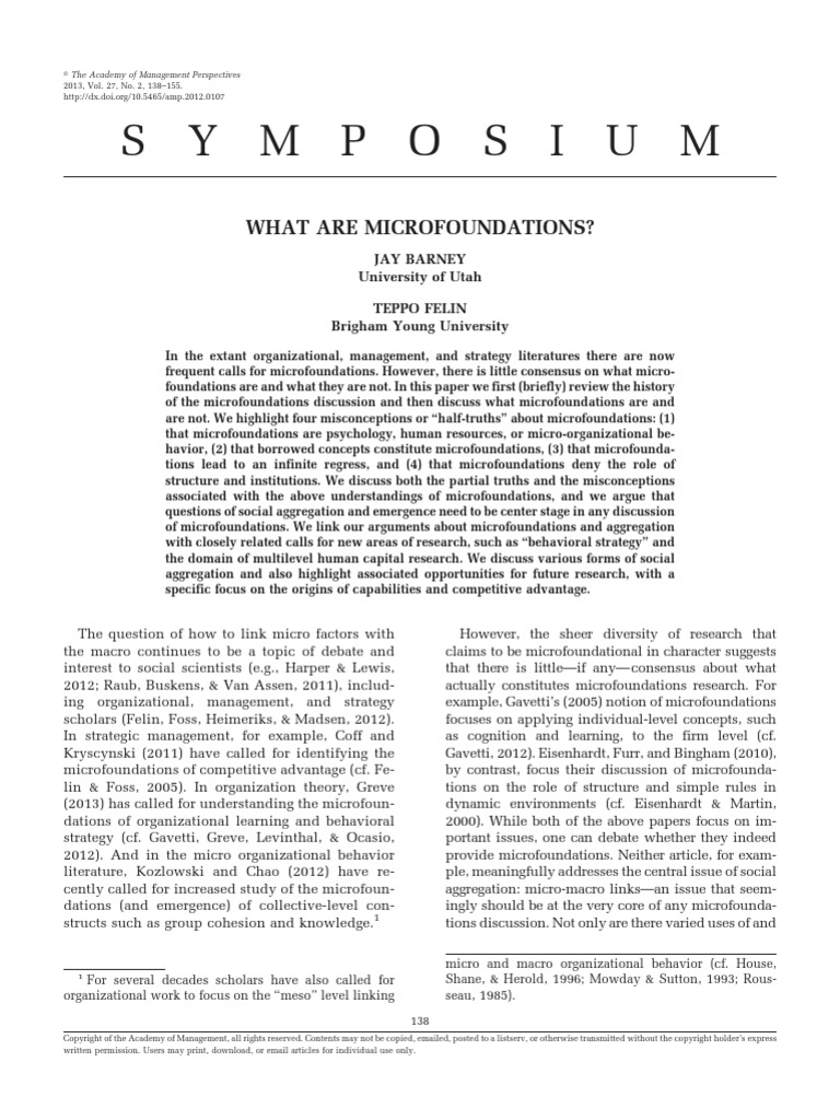 What Are Microfoundations? | PDF | Emergence | Strategic Management