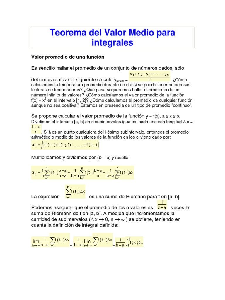 Teorema Del Valor Medio para Integrales | PDF | Geometría | Enseñanza de matemática