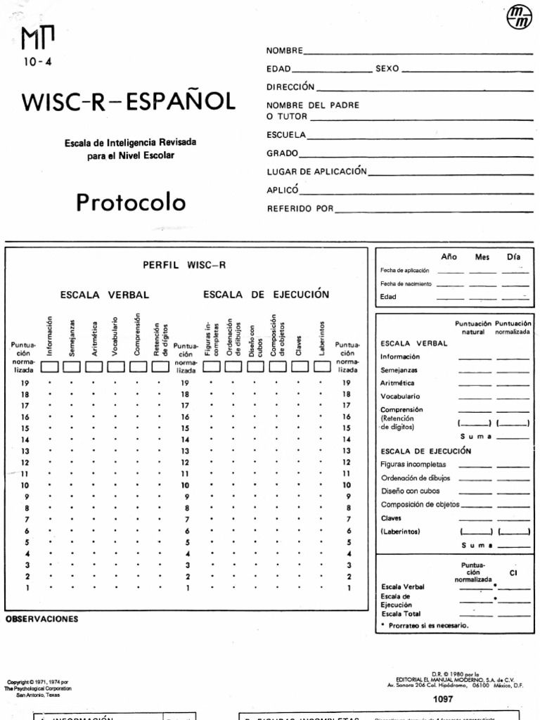 Protocolo Wisc R | PDF