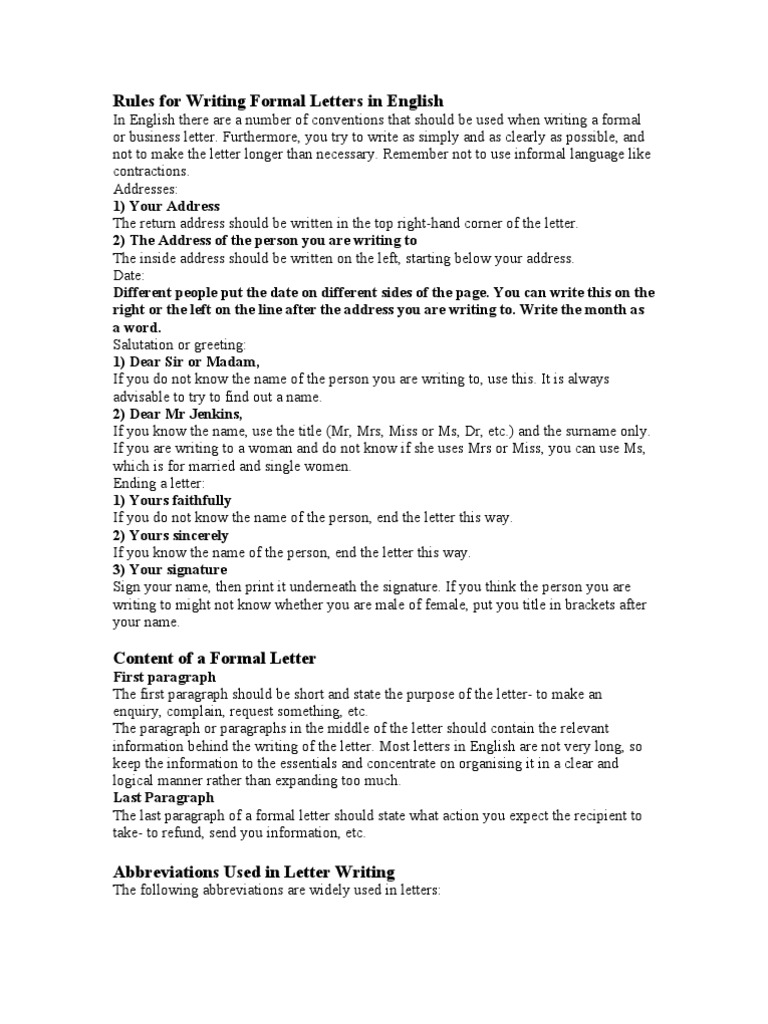 Formal Letter Writing Guide | PDF | Computing And Information ...