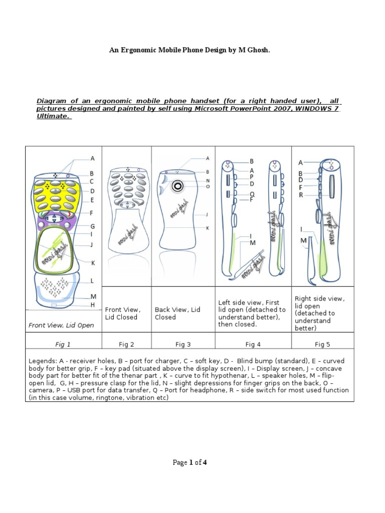 An Ergonomic Mobile Phone Design by M Ghosh | PDF | Thumb | Hand