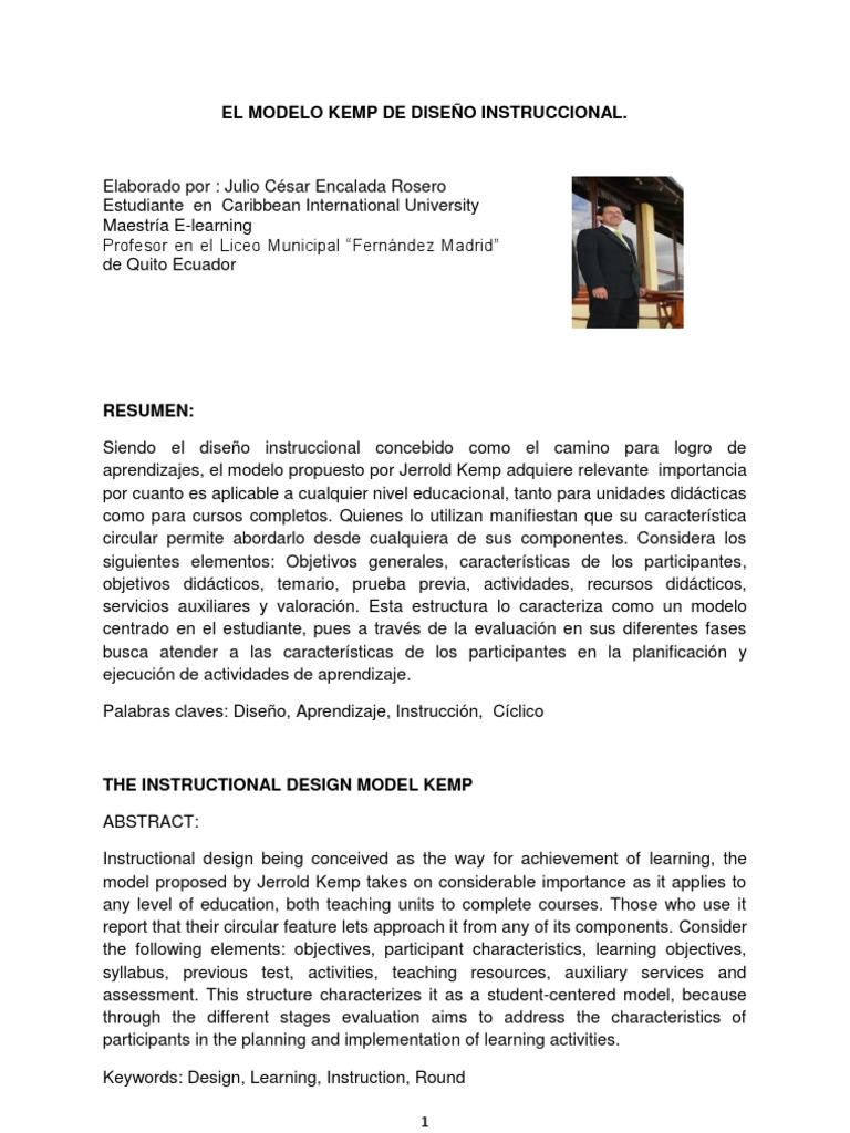 El Modelo Kemp de Diseño Instruccional | PDF | Aprendizaje | Diseño