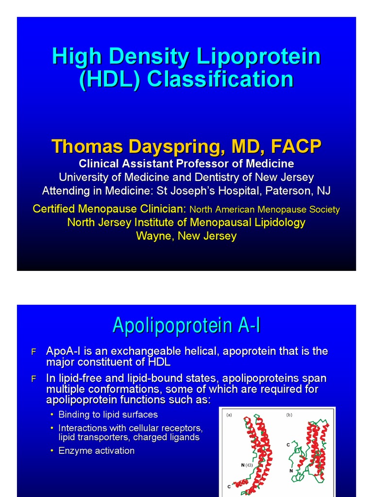 HDL Classification Slides | PDF | High Density Lipoprotein | Lipoprotein