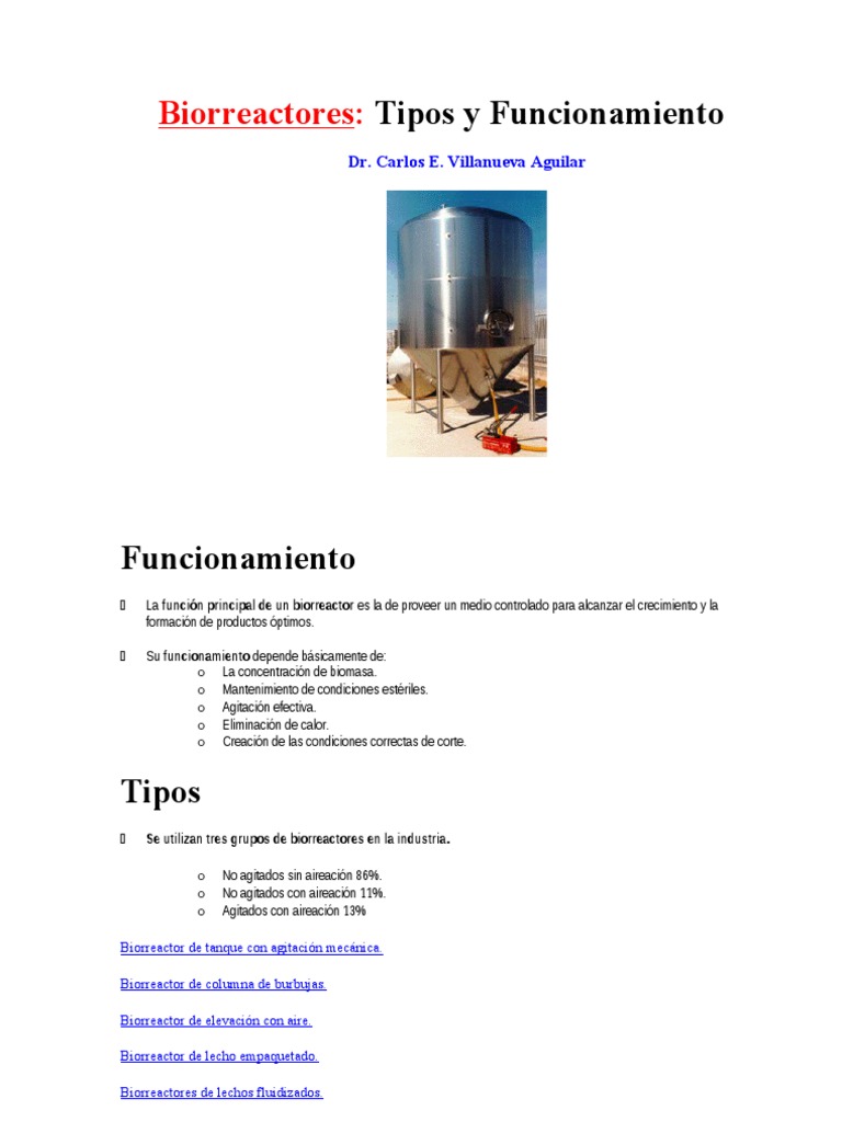 2. Biorreactores Tipo y Funcionamiento