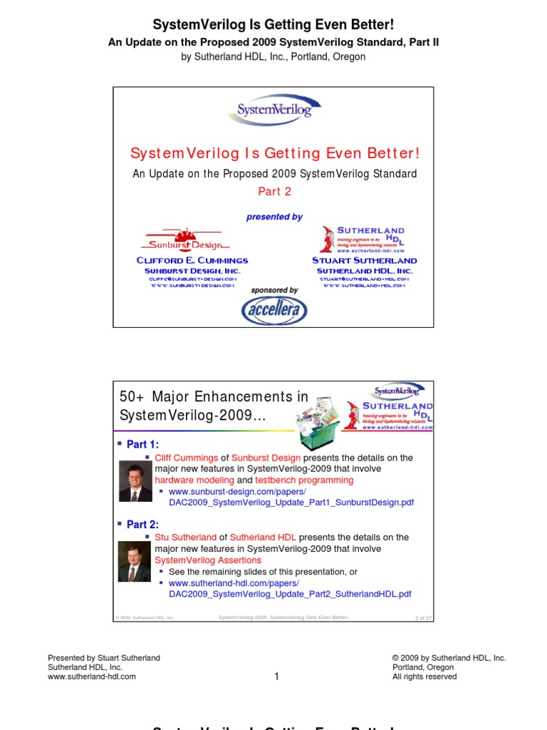 Dac2009 Systemverilog Update Part2 Sutherlandhdl Pdf Notation Software Engineering 9047