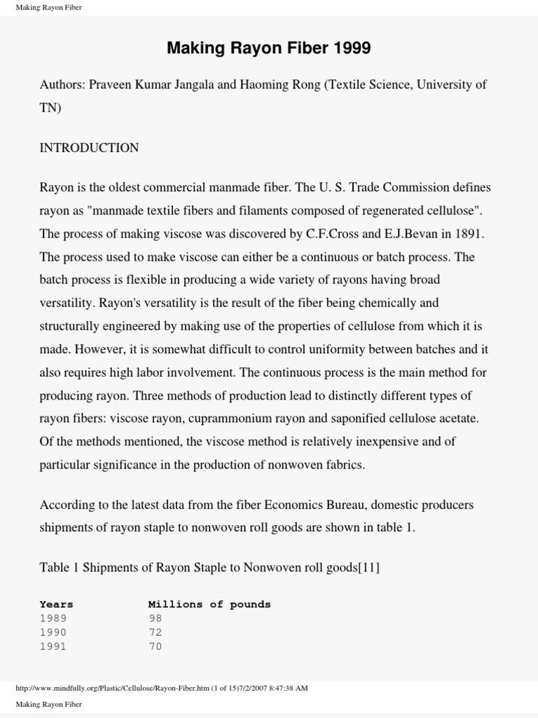 Making Rayon Fiber | PDF | Rayon | Fibers