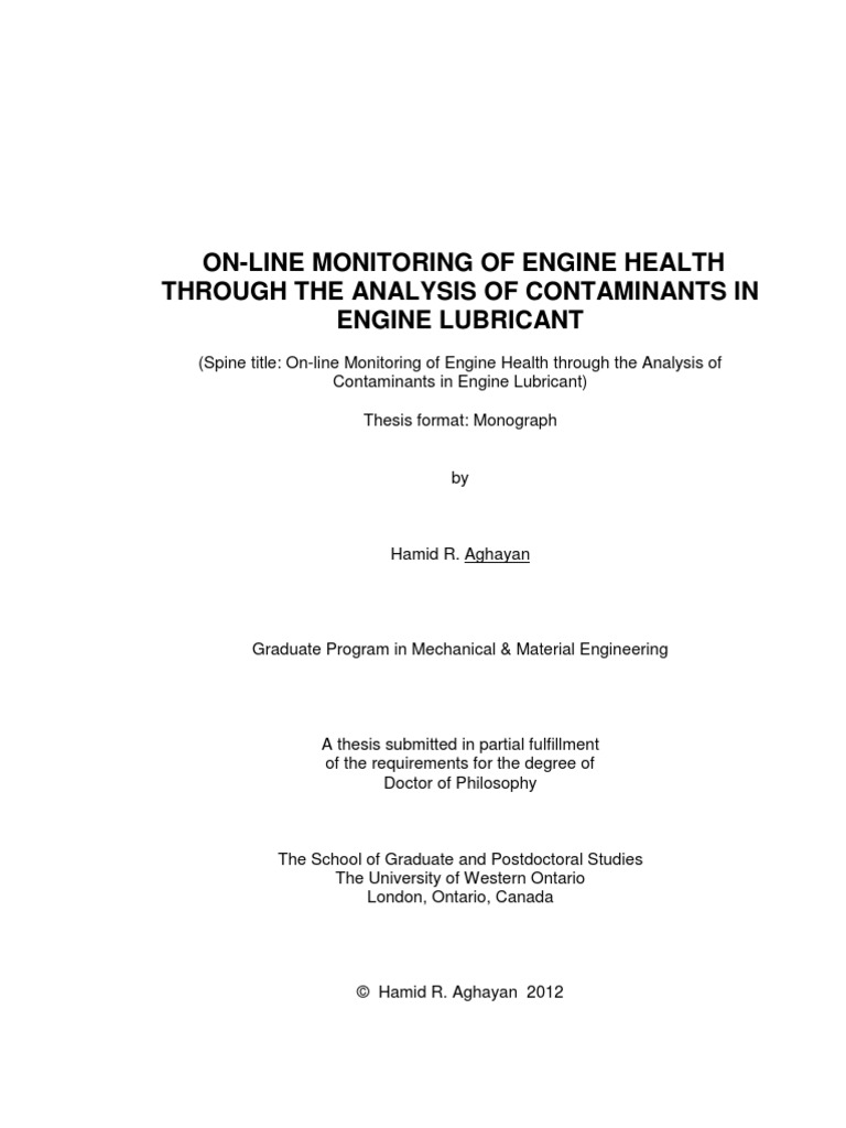 On-Line Monitoring of Engine Health Through Engine Lubricant | PDF ...