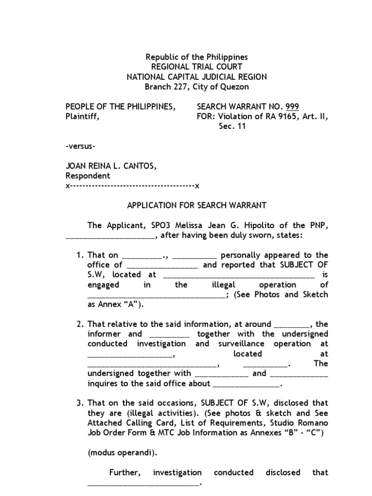 Legal Forms - Application For Search Warrant, Cert., Joint Affidavit ...