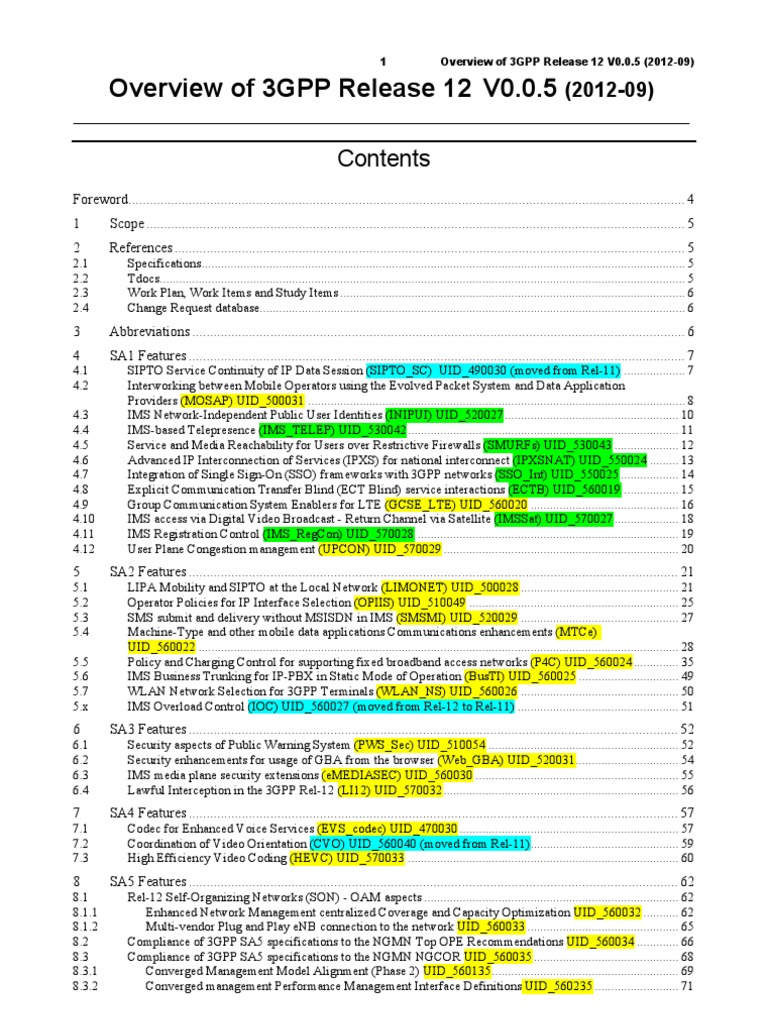 Overview of 3GPP Release 12 | PDF | Ip Multimedia Subsystem | 3 Gpp