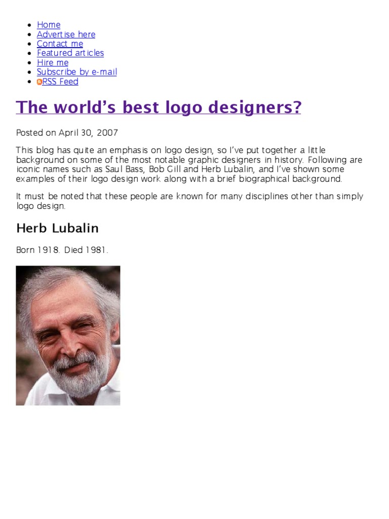 The World's Best Logo Designers | PDF | Logos | Graphic Design