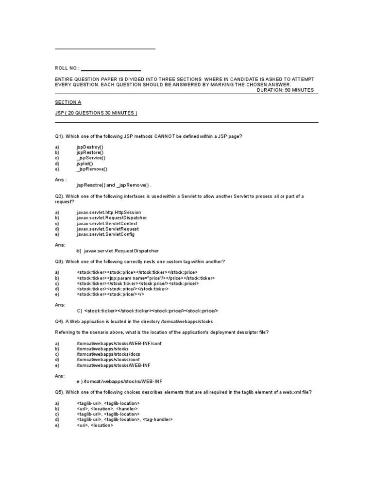 Written Test Paper | PDF | Microsoft Sql Server | Java Server Pages