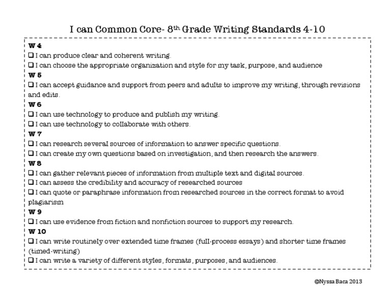8th Grade Writing Standards 4-10 | PDF