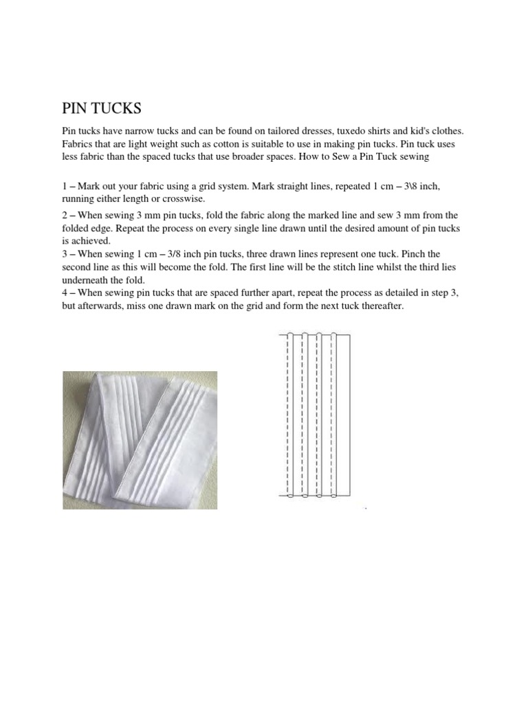 Pin Tucks | PDF | Seam (Sewing) | Quilting