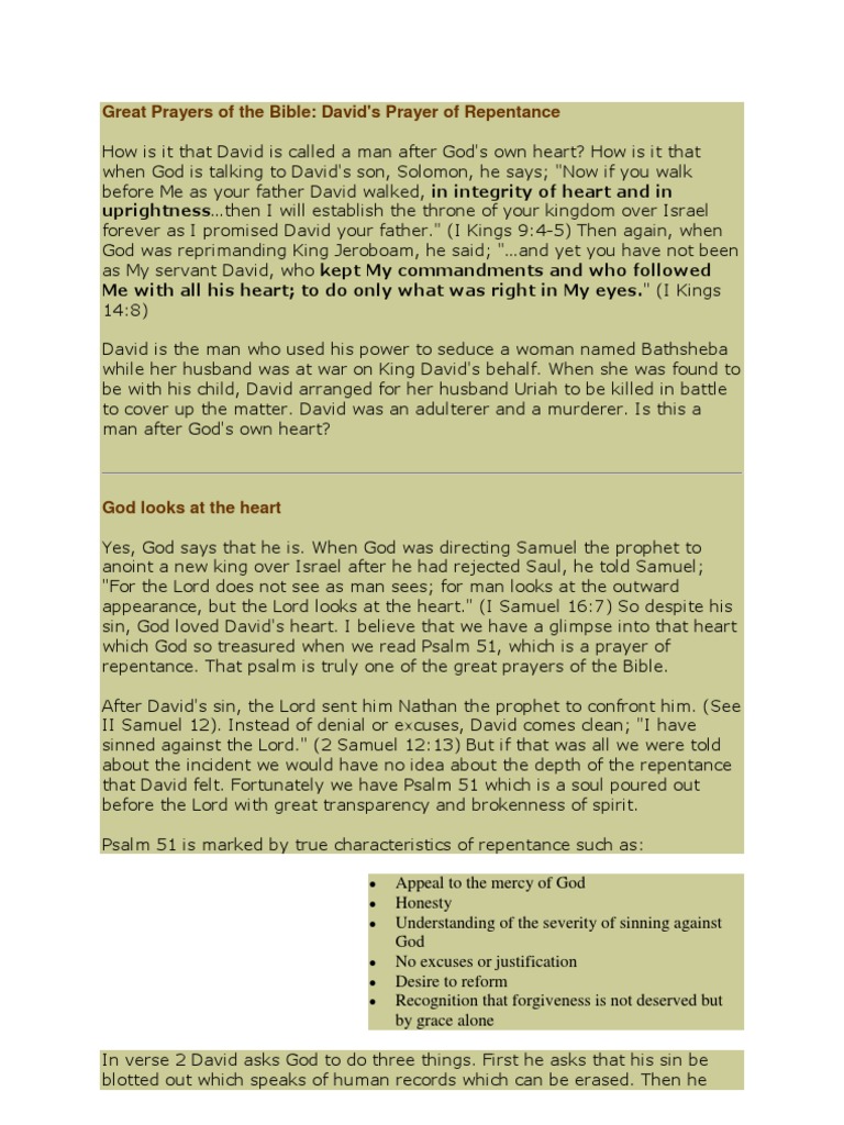 Great Prayers of The Bible | PDF | Jacob | Samuel