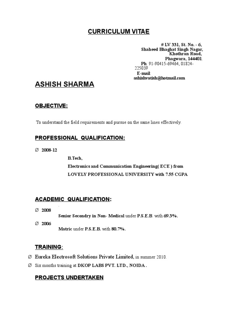 Ashish Sharma: Curriculum Vitae | PDF | Business | Technology & Engineering