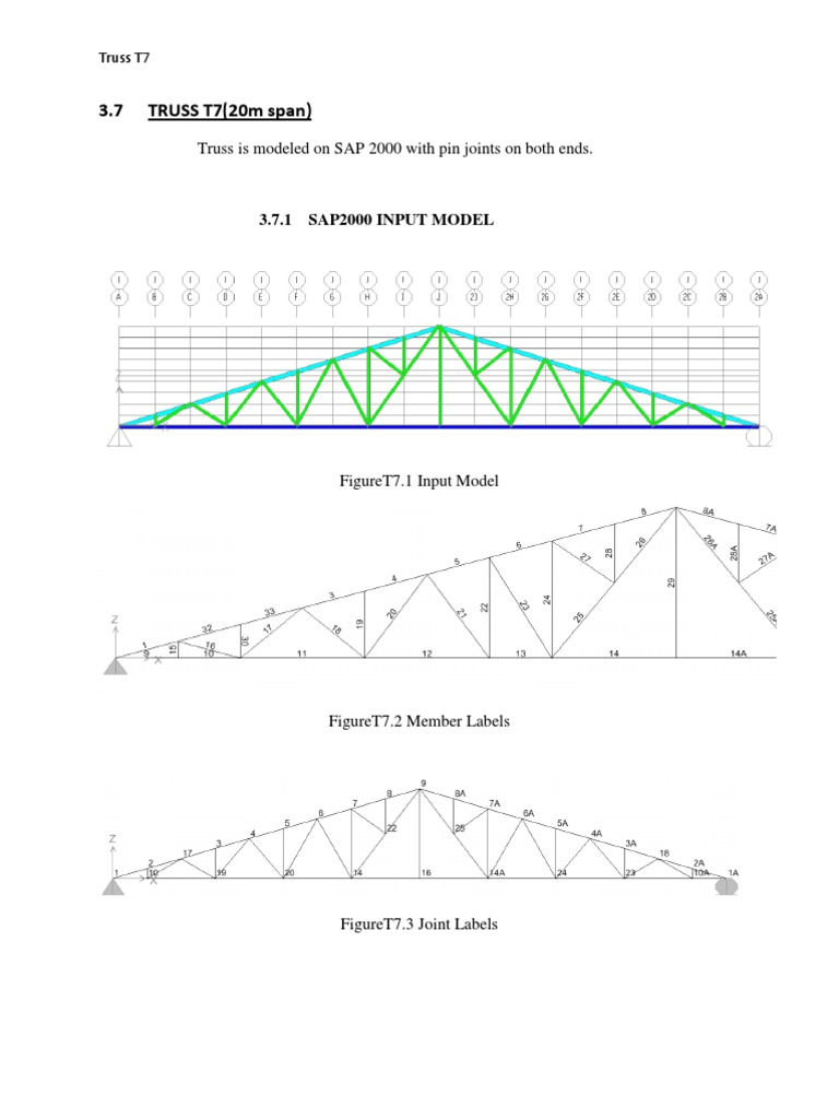 3.7 TRUSS T7 (20m Span) : Truss Is Modeled On SAP 2000 With Pin Joints ...