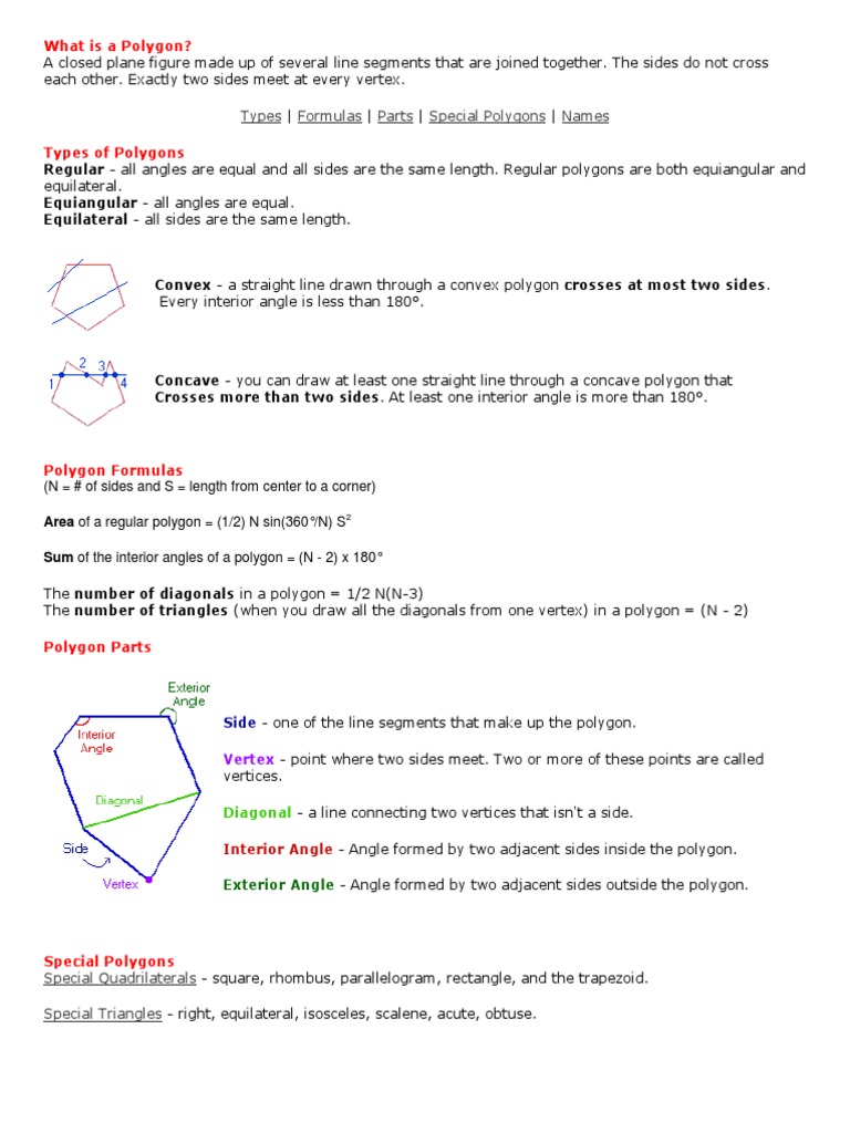 Types Formulas Parts Special Polygons Names: What Is A Polygon? | PDF ...