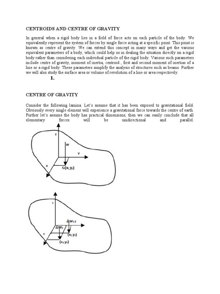 Centroids and Centre of Gravity | PDF | Center Of Mass | Area