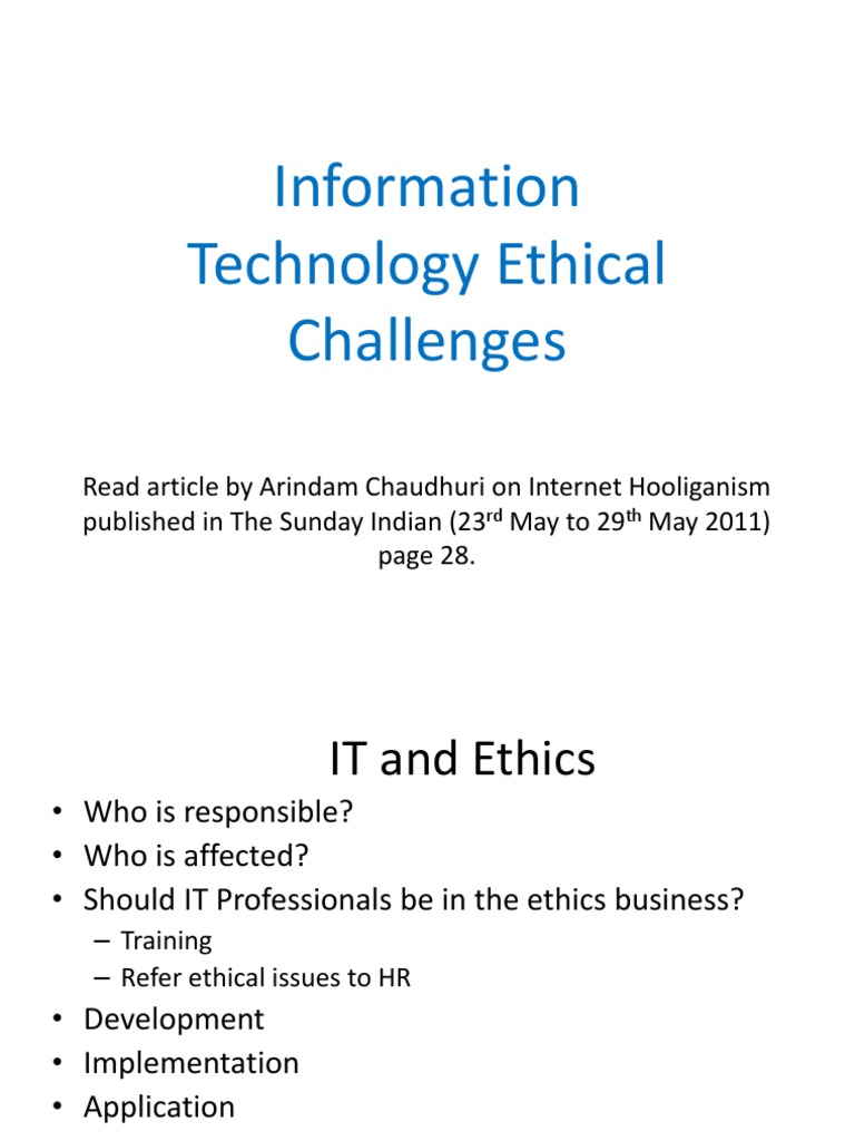 Information Technology Ethical Challenges | PDF | Copyright ...