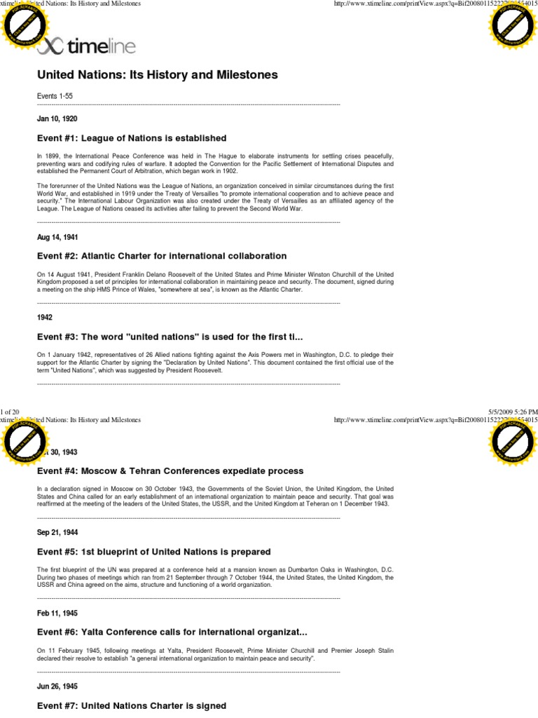 United Nations: Its History and Milestones: Event #1: League of Nations ...