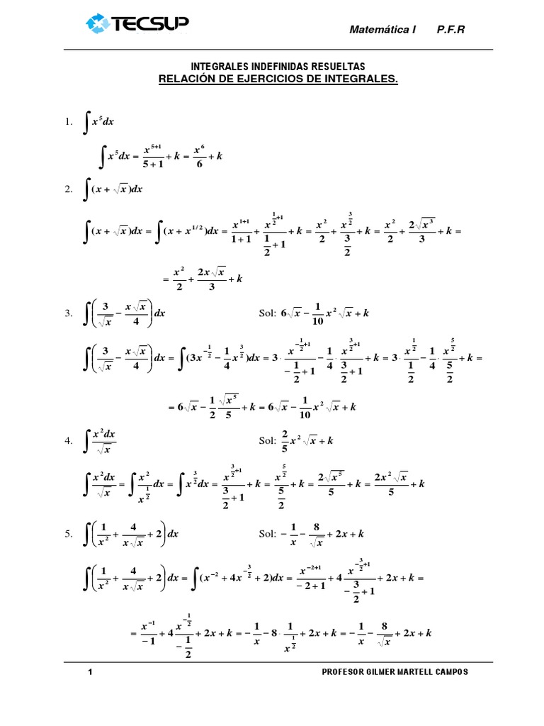 Integrales (Resueltas) | PDF | Teaching Methods & Materials ...
