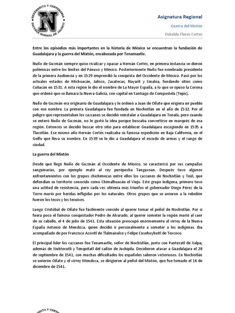 Guerra Del Mixton | PDF | Colonización de las Americas | Colonización ...