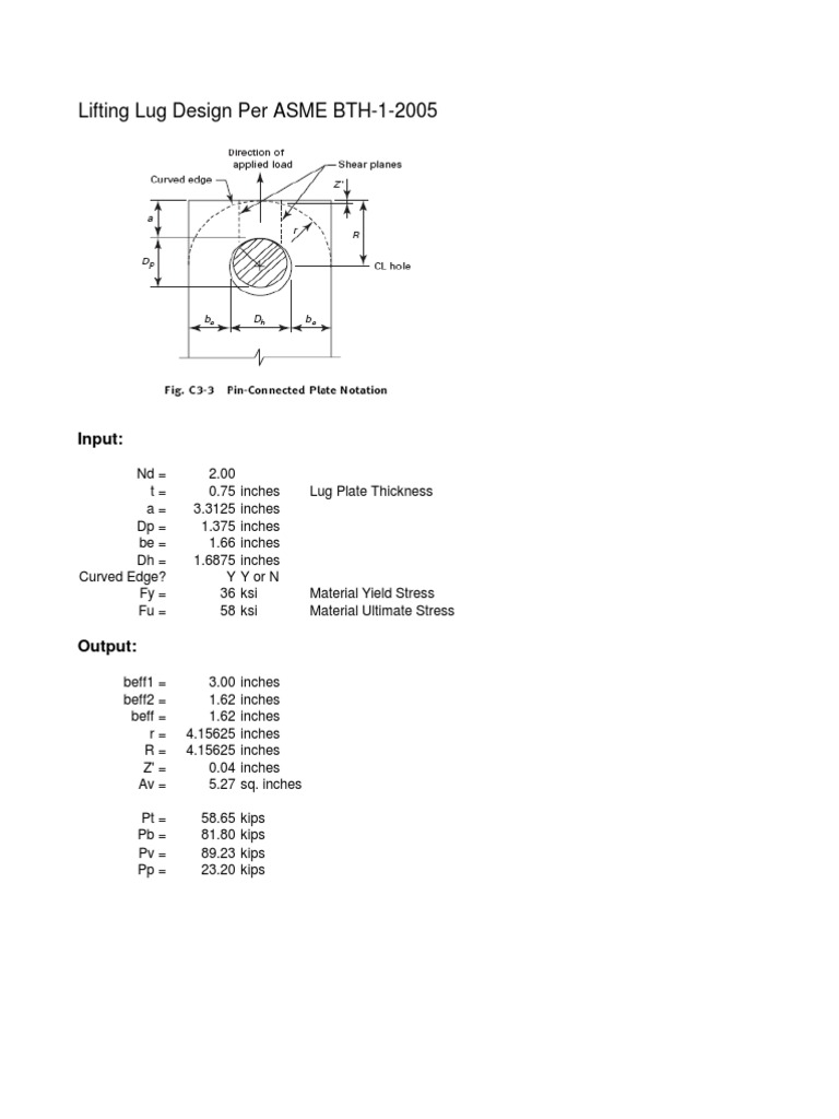 Lug Design R4, ASME BTH-1 | PDF