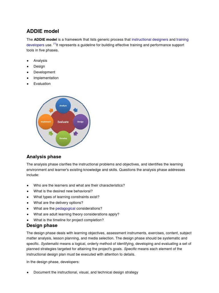 ADDIE Model: Analysis Phase | PDF | Instructional Design | Education Theory