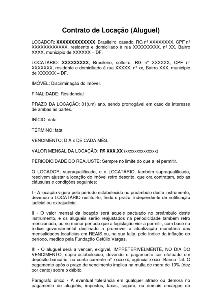 Modelo de Contrato de Locação | PDF | Aluguel | Economias
