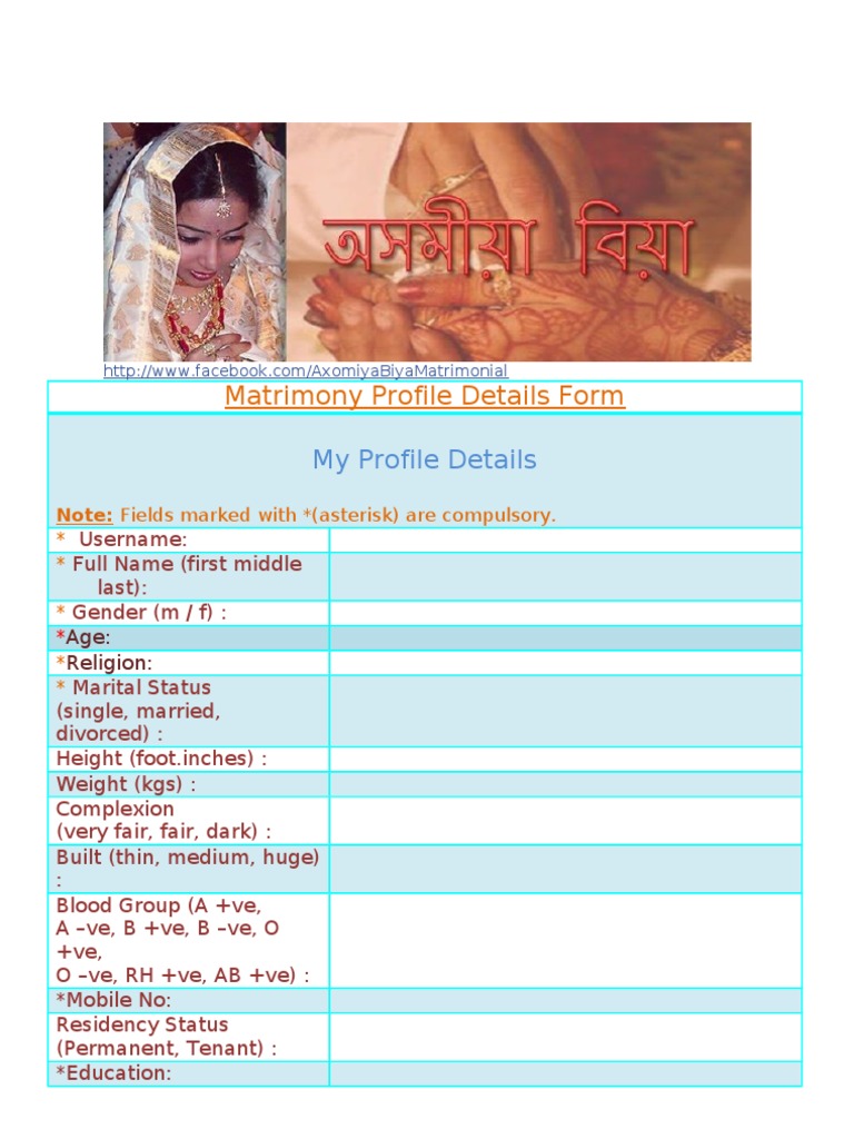 Matrimony Profile Details Form | PDF