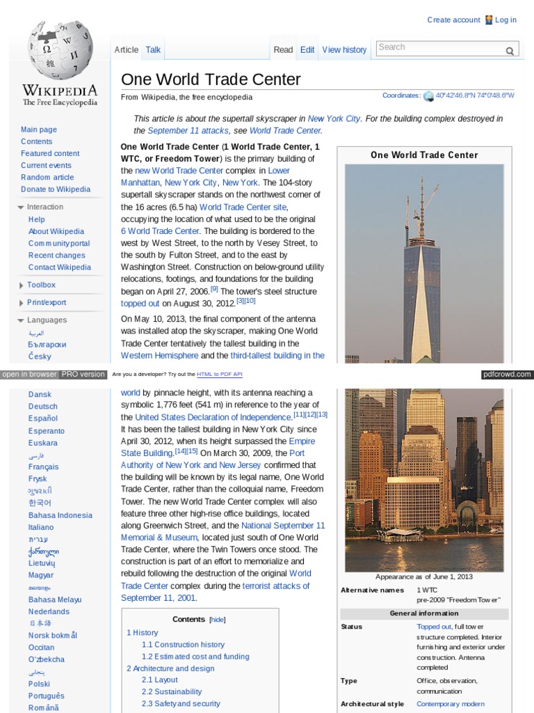 One World Trade Center PDF | Download Free PDF | World Trade Center ...